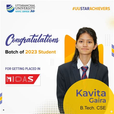 Uttaranchal University On Linkedin Btech Cse Uit Uustarachievers Midas Placement