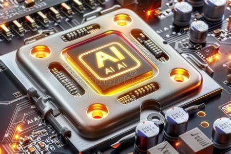 Ai Microchip With Glowing Circuits On A Motherboard Vibrant Colors High Tech Digital