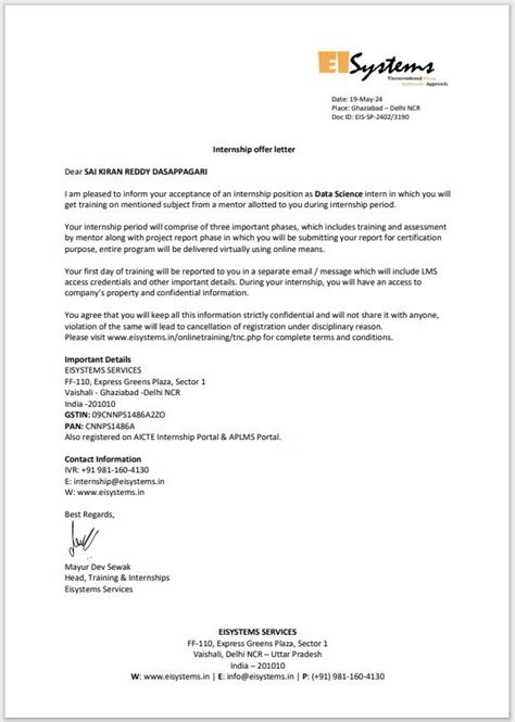 dasappagari sai kiran reddy on linkedin datascience internship eisystems careergrowth grateful