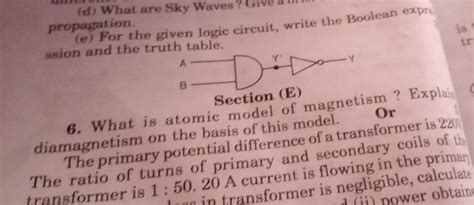 Propagatione For The Given Logic Circuit Write The Boolean Expres Ss