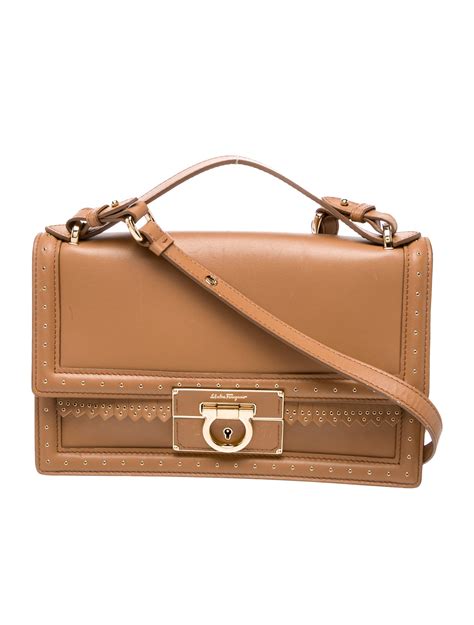 Salvatore Ferragamo Leather Top Handle Bag Neutrals Handle Bags
