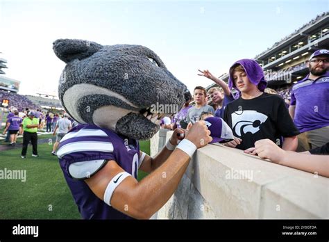 August 31 2024 Kansas State Wildcats Mascot Willie The Wildcat Signs