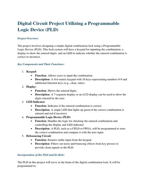 Digital Circuit Project Utilizing A Programmable Logic Devic Pdf Digital Electronics