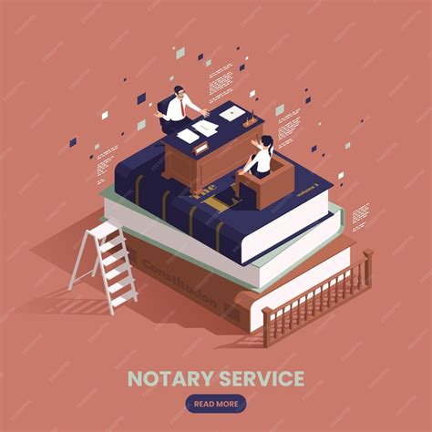 Free Vector Notary Services Isometric Concept The Table With The