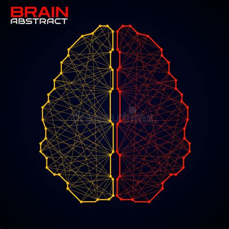 Polygonal Abstract Brain With Connected Lines Stock Vector