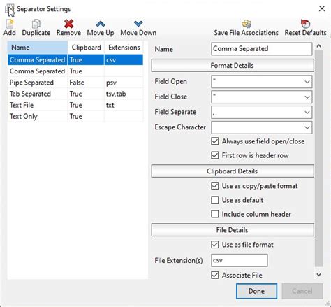Rons Csv Editor How To Configure Delimiters Or Field Separators