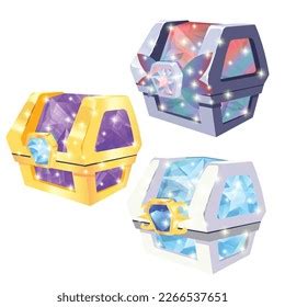Chests Treasure Game Icons Wooden Treasure Stock Vector Royalty Free Shutterstock