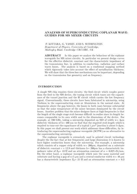 Pdf The Electromagnetic Properties Of The Superconducting Coplanar Waveguide