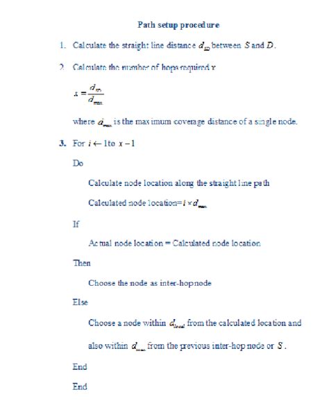 Pseudo Code For The Path Setup Procedure Download Scientific Diagram