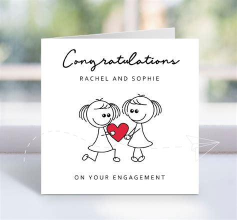 Personalised Same Sexlesbian Engagement Card Fun Gay Etsy