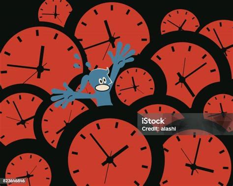시간 압력입니다 사업가 시간 시계에서 익사 청소년에 대 한 개념은 사라져 요 시간 관리 실패 과거에 대한 스톡 벡터 아트 및 기타 이미지 Istock
