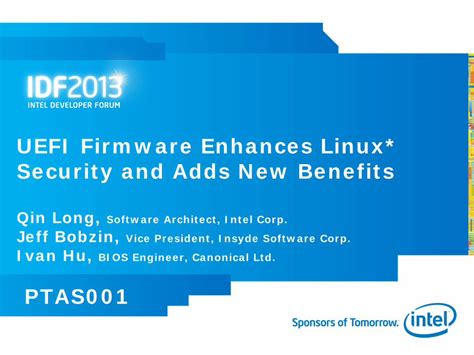 Pdf Uefi Firmware Enhances Linux Security And … Agenda • Uefi