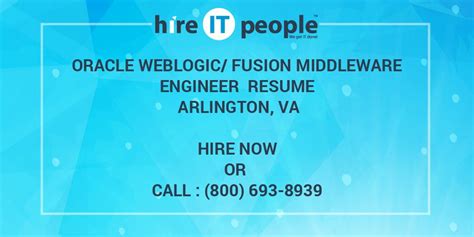 Oracle Weblogicfusion Middleware Engineer Resume Arlington Va Hire It People We Get It Done