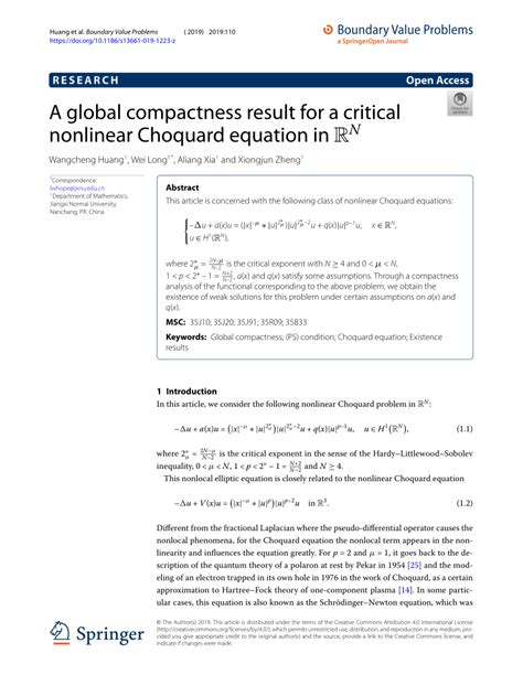 Pdf A Global Compactness Result For A Critical Nonlinear Choquard Equation In R N Mathbb R N