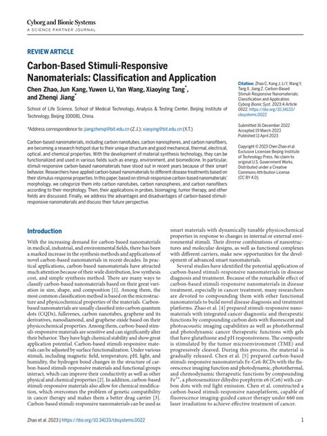Pdf Carbon Based Stimuli Responsive Nanomaterials Classification And