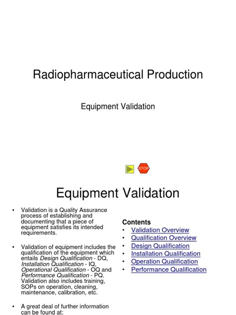 Equipment Validation Pdf Verification And Validation Specification Technical Standard