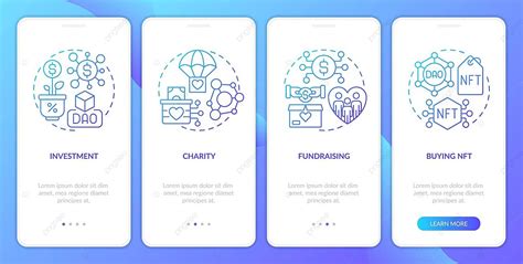 Mobile App Onboarding Screen With Blue Gradient For Dao Usage Tutorial Vector Blockchain