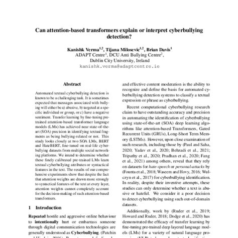 Can Attention Based Transformers Explain Or Interpret Cyberbullying Detection Acl Anthology