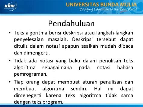 Notasi Algoritmik Pendahuluan Teks Algoritma Berisi Deskripsi Atau