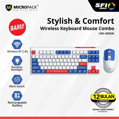 Jual 100 Original Micropack Keyboard Mouse Combo Wireless Rechargeable And Mouse Combo With