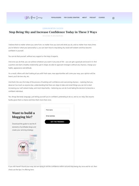 Stop Being Shy And Increase Confidence In These 3 Ways Pdf Shyness