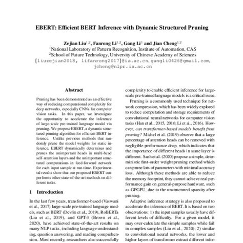 ebert efficient bert inference with dynamic structured pruning acl