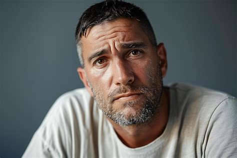 Digital Image Of Sad Man With Short Hair And Stubble In His Late