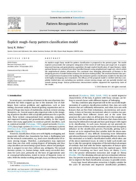 Pdf Explicit Roughfuzzy Pattern Classification Model