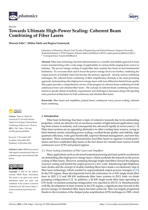 Pdf Towards Ultimate High Power Scaling Coherent Beam Combining Of
