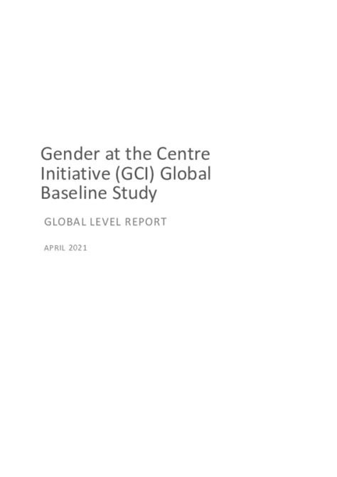 Gender At The Centre Initiative GCI Global Baseline Study UNGEI