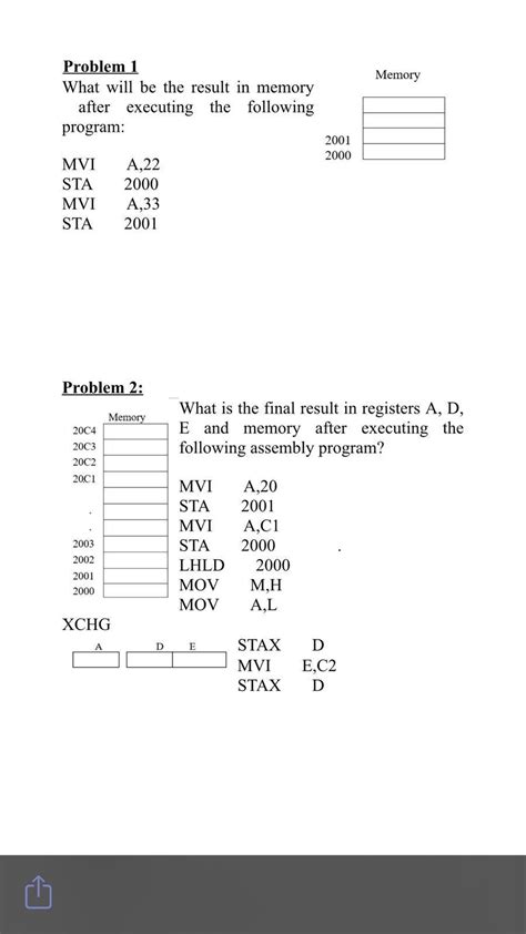 Solved Memory Problem 1 What Will Be The Result In Memory