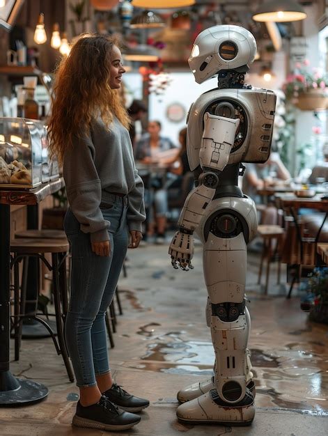 Premium Photo A 4k Photo Capturing The Nuanced Interactions Of A Robot And Human Couple
