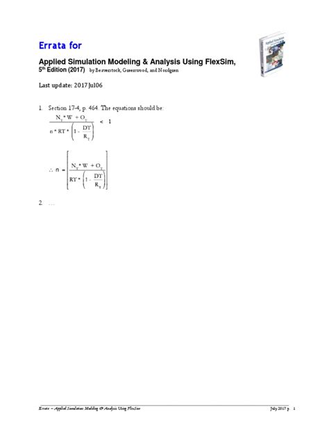 errata for applied simulation modeling and analysis using flexsim pdf