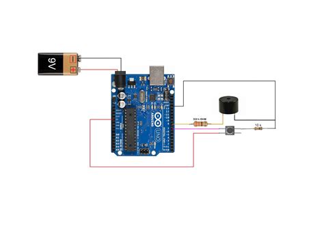 Piezo Buzzer Controlled By Push Button Using Arduino Wired Connection