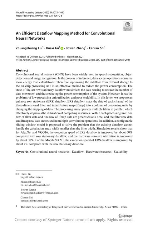 An Efficient Dataflow Mapping Method For Convolutional Neural Networks