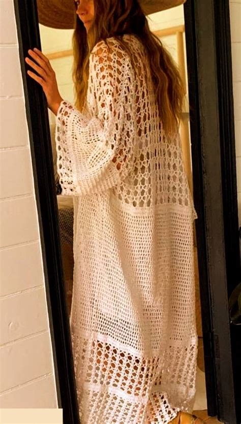 Salida De Playa Kimono Tejido Crochet 50900 Crochet Fashion