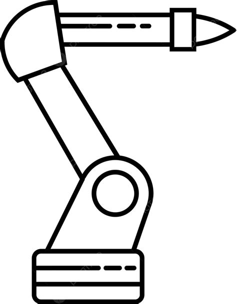 Industrial Robotic Arm Icon In Thin Outline Factory Cyberspace Automotive Vector Factory