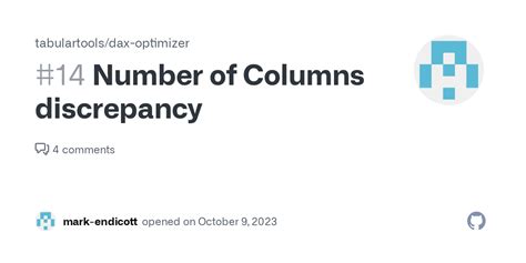 Number Of Columns Discrepancy · Issue 14 · Tabulartoolsdax Optimizer · Github