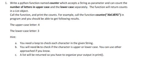 Solved Write A Python Function Named Counter Which Chegg