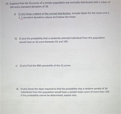Solved Suppose That The Iq Scores Of A Certain Population