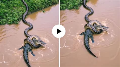 Anaconda Vs Python पाण्याच्या राक्षसाचा गळा पकडून ॲनाकोंडा करू लागला