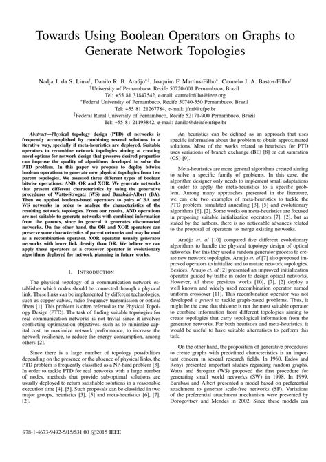Pdf Towards Using Boolean Operators On Graphs To Generate Network