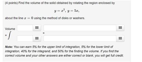 Solved Points Find The Volume Of The Solid Obtained By Chegg