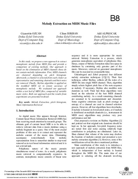 Pdf Melody Extraction On Midi Music Files