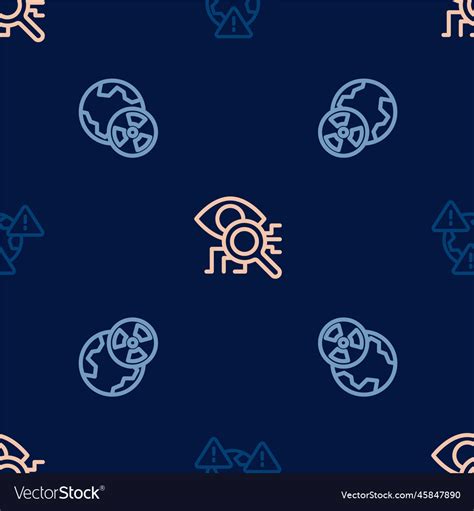 Set Line Earth With Exclamation Mark Planet Earth Vector Image