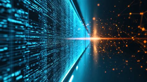 Digital Data Stream Visualization With Bright Data Lines Blockchain Connection Concept For