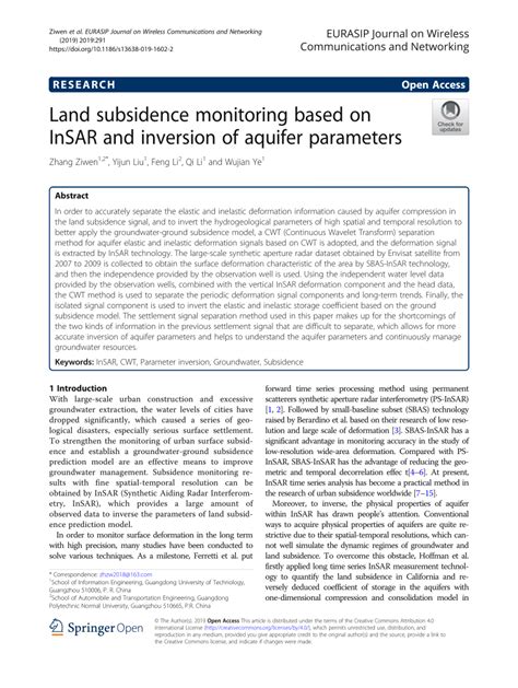 Pdf Land Subsidence Monitoring Based On Insar And Inversion Of