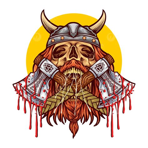 Gambar Kapak Tengkorak Viking Menakutkan Dengan Ilustrasi Vektor Topi Keledar Untuk Kerja Anda