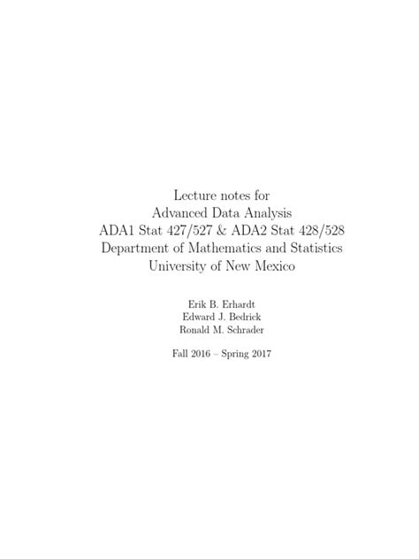 advanced data analysis lecture notes pdf principal component