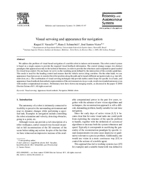 pdf robust visual servoing for robot navigation